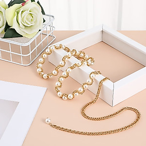 Holibanna Pearl Chain Waist Belt Pearl Alloy Waist Chain Body Chain for Women Jeans Dresses