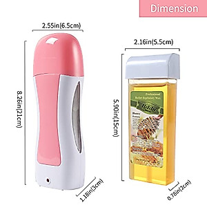 Roll on Wax Kit for Women Men, Wax Roller Kit for Hair Removal, Sensitive Skin, Roll on Wax Heater Kit with 2 Honey Wax Cartridge/100Pcs Wax Paper/Pre and After-Wax Oil