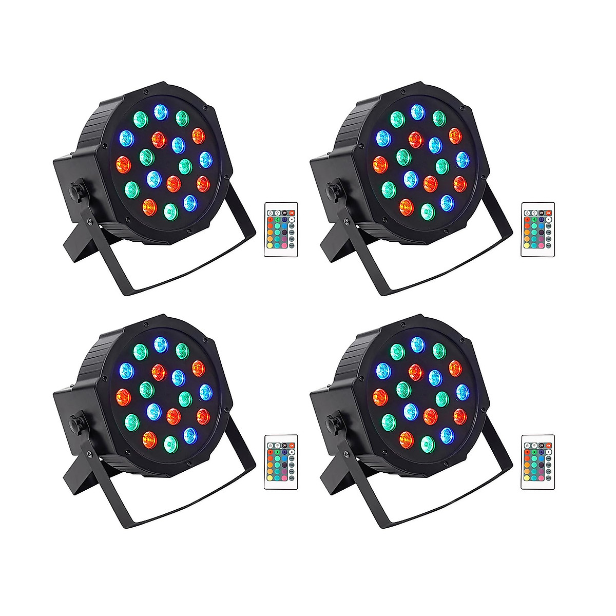 (4) Rockville Battery PAR 50 Rechargeable LED DMX DJ Club Wash Up-Lights+Remote