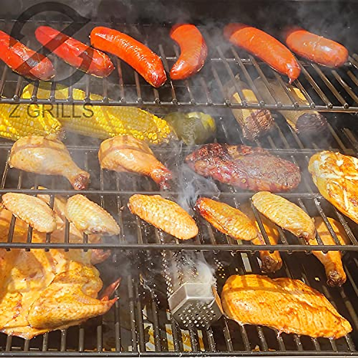 Z GRILLS Pellet Smoker Tube with 2 Hooks and Brush, 12" BBQ Billowing Smoke Mesh Stainless Steel for Cold/Hot Smoking