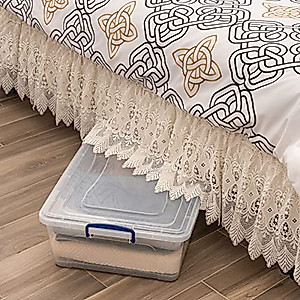 Superio Under Bed Storage Containers with Wheels (2 Pack), Flat Clear Storage Bin Stackable Large Storage Latch Box with Lids Store Cloths, Bedding, Linen, For Under The Bed, Garage, Home