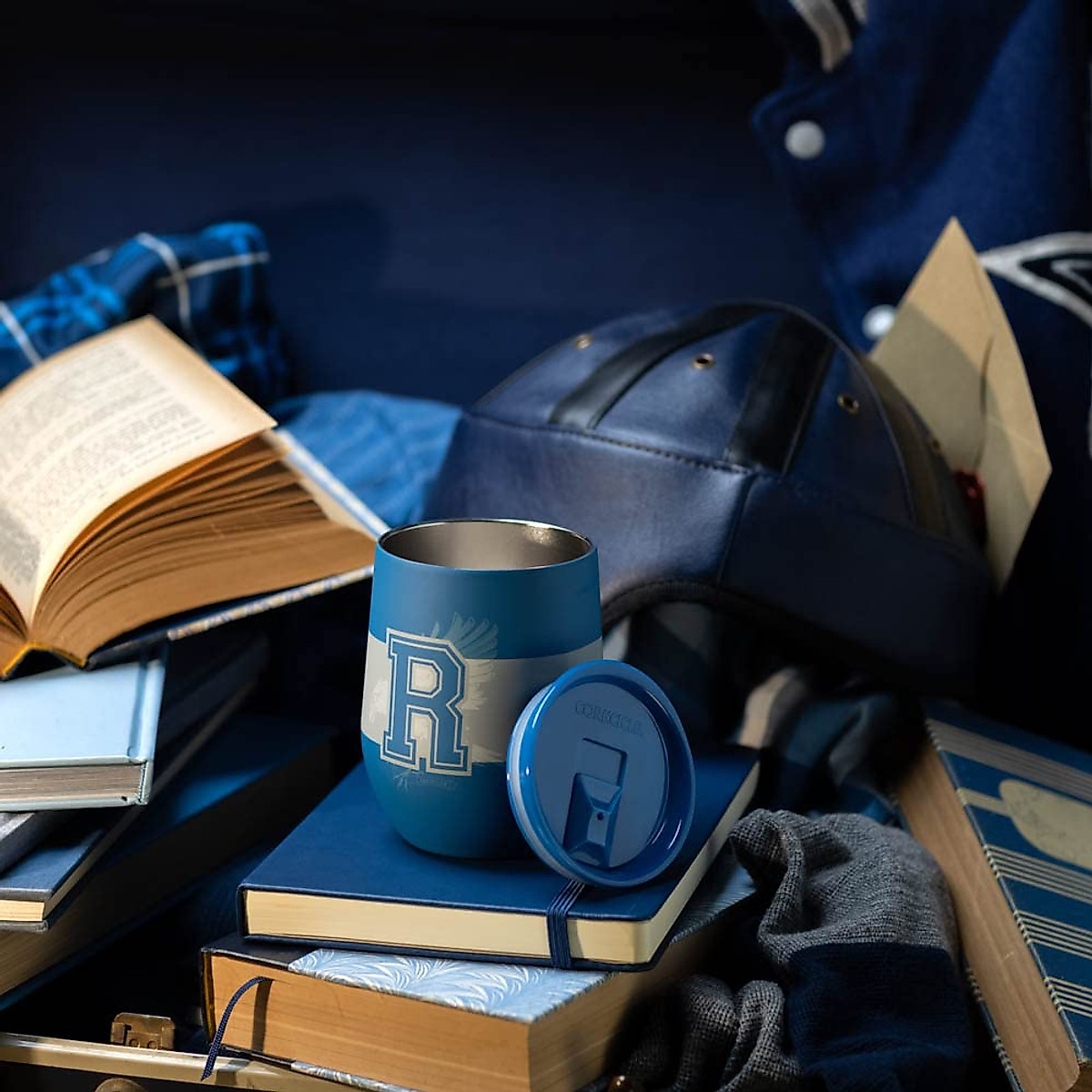 Corkcicle Harry Potter Ravenclaw Stemless Wine Glass Tumbler, Triple Insulated Stainless Steel Construction, Easy Grip Sides, Keeps Beverages Chilled for 9 Hours, 12 oz