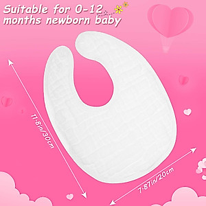 Geyoga 20 Pieces White Muslin Baby Bandana Drool Bibs Soft Scarf Bibs Breathable Burp Cloths Adjustable Baby Bibs for Teething and Drooling Baby Boy Girl Infant Newborn