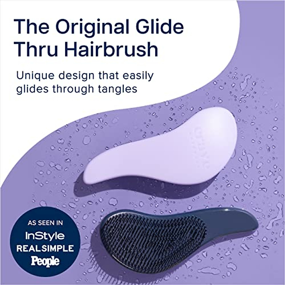 Crave Naturals Glide Thru Detangling Hair Brush for Adults & Kids Hair - Detangler Brush for Natural, Curly, Straight, Wet or Dry Hair - Hairbrush for Men & Women - 1 Pack - Purple