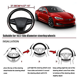 Custom fit for Infiniti Cars, Carbon Fiber Steering Wheel Cover, Steering Wheel Accessories for Infiniti All Models, Elastic, Anti-Slip, Sport Style (BlackBlack, for -Infiniti)