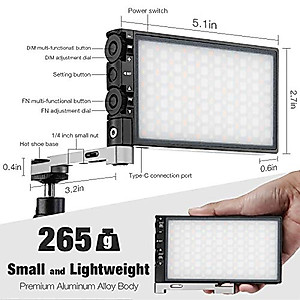 G1s RGB Video Light, Built-in 12W Rechargeable Battery LED Camera Light Full Color 12 Common Light Effects, CRI≥97 2500-8500K LED Video Light Panel with Aluminum Alloy Body