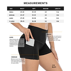 CHRLEISURE Spandex Yoga Biker Shorts with Pockets for Women, 3'' / 5'' / 8'' Workout Booty Shorts (3“ Black, S)