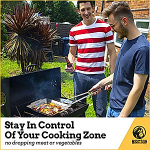 Mountain Grillers Veggie Grill Basket - Heavy Duty Vegetable Grilling Basket also for Fish Meat and Shrimp - Suitable for All Grills BBQ & Smokers - Stainless Steel - 12 Inch vegetable bbq pan