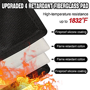 24'' x 42'' Upgraded Thickened Fireplace Mat, Half Round Fire Resistant Mat, Fireproof Rug Retardant Hearth Pad for Fireplace Wood Stove, Protect Floor from Sparks Embers Indoor Outdoor