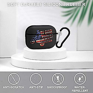Dirt Bike Motocross Riders USA Flag Airpods Case Cover for Apple AirPods Pro Cute Airpod Case for Boys Girls Silicone Protective Skin Airpods Accessories with Keychain