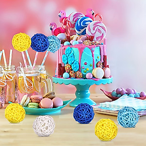 15 Pieces 1.8 Inch Wicker Rattan Balls Natural Rattan Ball Decorative Wicker Balls Sphere Orbs Vase Fillers Balls for Dating Table Banquet Decoration Christmas Wedding Home Garden Hanging Decoration