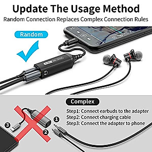 AGVEE 32Bit 384Khz USB-C to 3.5mm Headphone Adapter, Type-C Aux Jack Earbuds Splitter, USBC Audio Earphones Dongle, PD 30W Charging Converter for Samsung S21 S20, Note 20 10, Pixel 2 3 4 5, Black