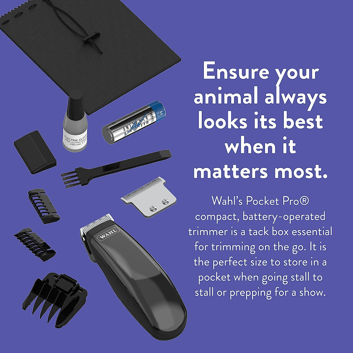 Wahl Professional Animal Super Pocket Pro Pet, Dog, & Cat Trimmer & Grooming Kit - Black Chrome