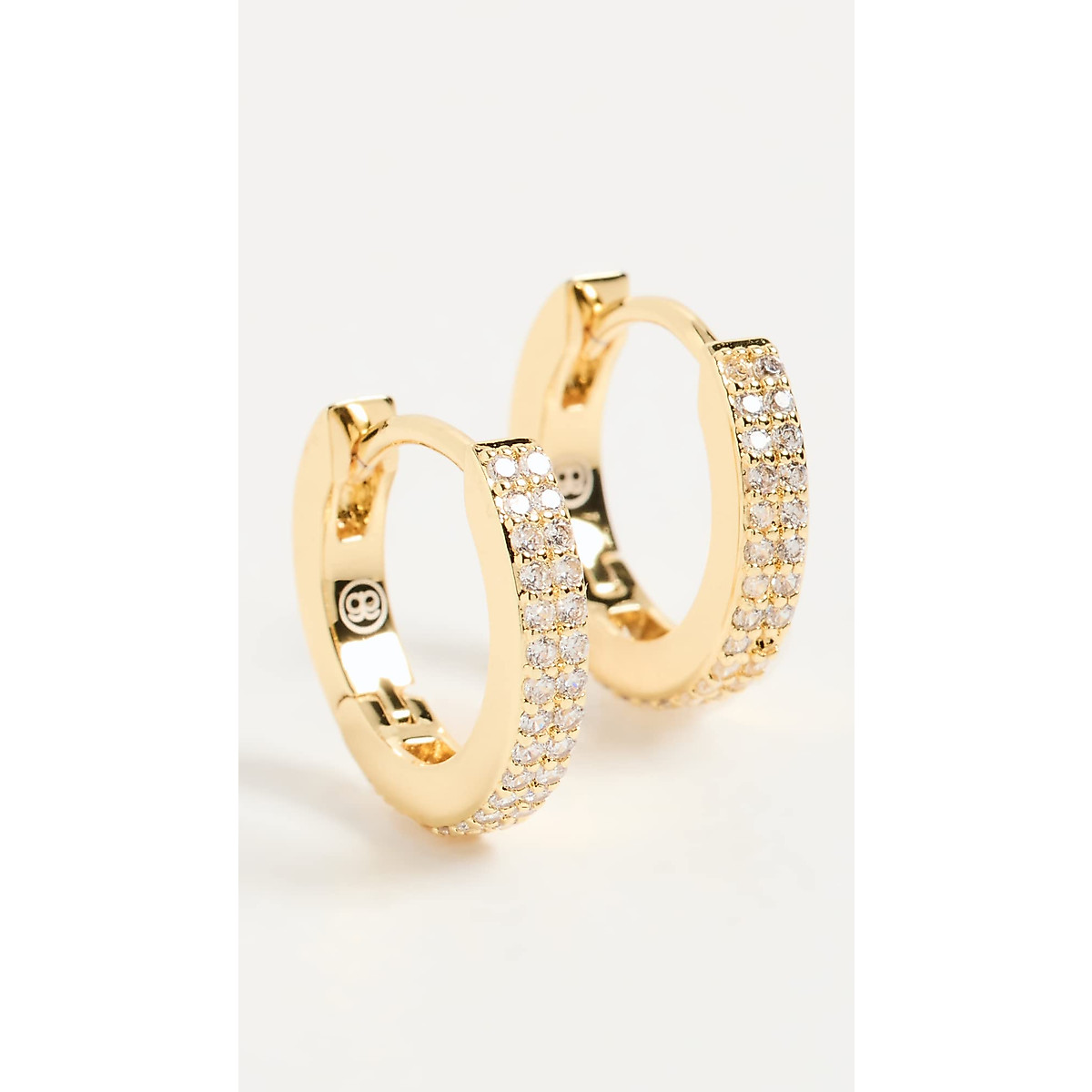 gorjana Women's Wilder Shimmer Bar Huggies, 18K Gold Plated, White Cubic Zirconia Hoop earrings w/Hinge Closure