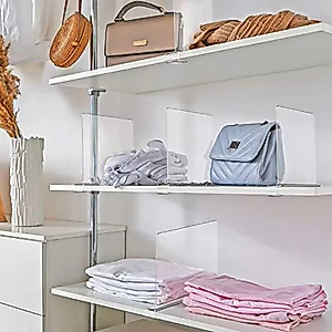 Generic Set of 12 Acrylic Shelf Dividers - Clear, Stylish, Durable Organizers for Closet, Towel, and Home Storage - Practical, Stylish, and Functional Shelf Dividers, SA001