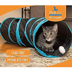 PetLike S Way Cat Tunnel Collapsible Pop-up Pet Tube Hideaway Play Toy with Ball (S-Way, Grey)