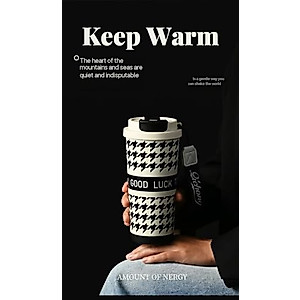 Coffee mug, Coffee Travel Mug +gift box,18 OZ stainless steel+ceramic tumbler, portable travel mug, Double drinking mouth, straight Drink +Straw, best wedding, anniversary, birthday gift