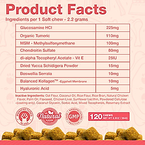 pawlife Arthritis Dog Joint Chews| Glucosamine, Chondroitin, Omega-3| MSM Support for Healthy Joints| 120ct Veterinarian Formulated Soft Chews| Up to 4-Month Supply