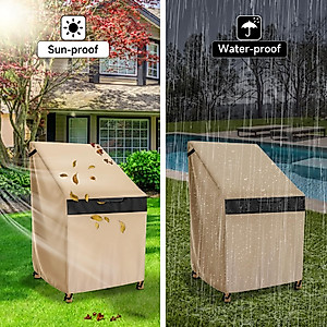 NEVERLAND Stackable Patio Chair Covers, Stacking Outdoor Chair Covers Waterproof with 600D Heavy Duty Material, Lawn Chair Covers Fits for 4-6 Stackable Paito Chairs-36"Lx28"Wx47"H (Golden)