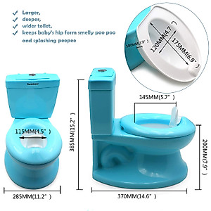 HTTMT- Classic Portable Blue Realistic Toddler Potty Training Toilet w/Flushing Sound Baby Chair Seat Kid [P/N: ET-BABY004-BLUE]