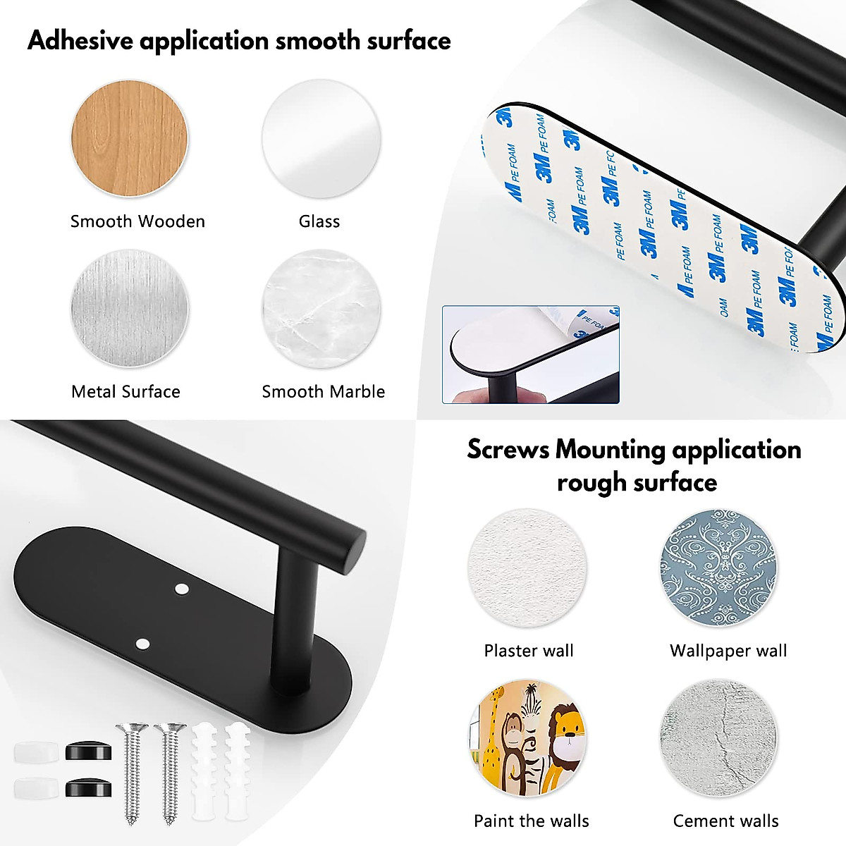 Ablink Paper Towel Holder Under Cabinet, Paper Towel Rack Adhesive and Wall Mounted, Paper Towel Mount 13 Inches 304 Stainless Steel for Kitchen and Bathroom