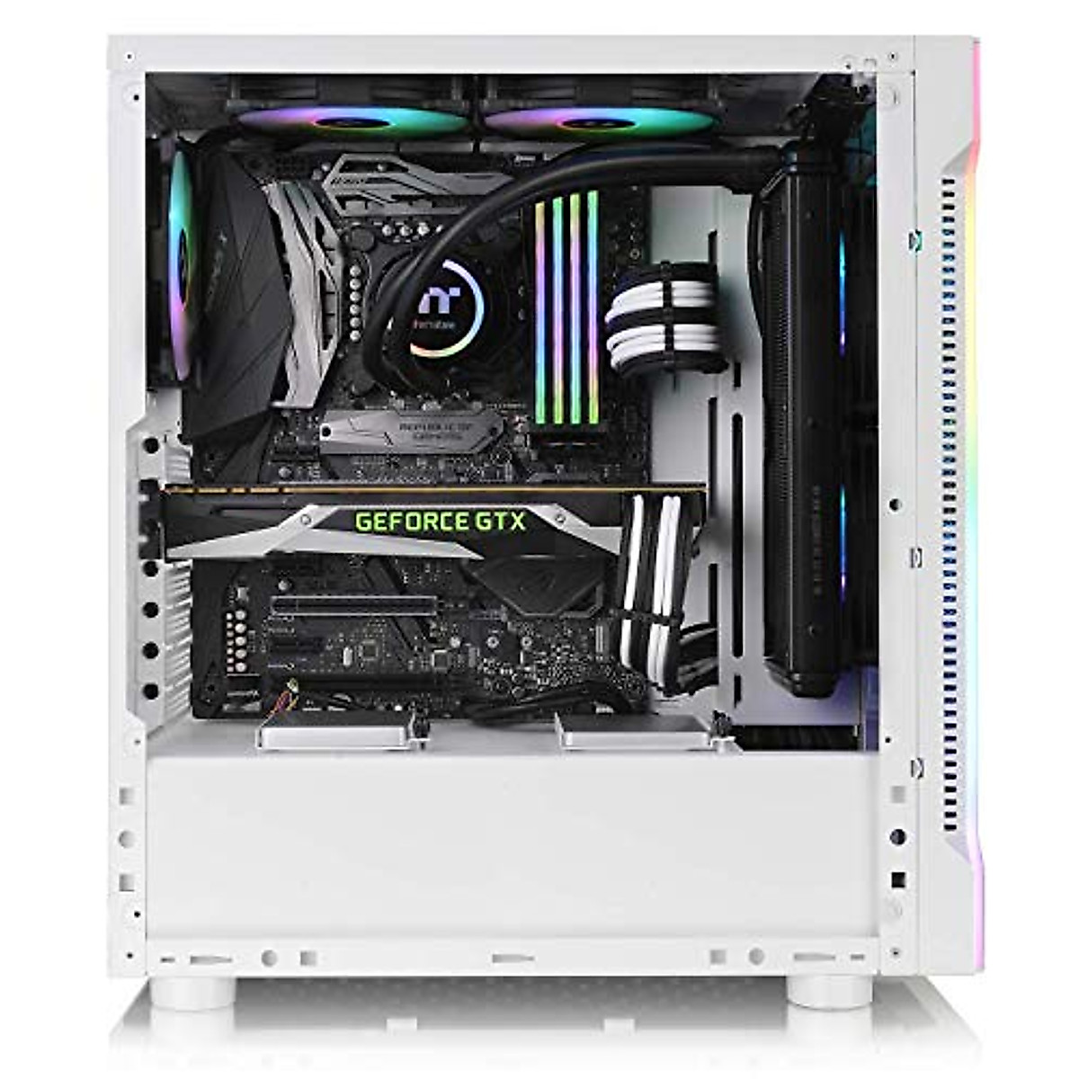 Thermaltake H200 Tempered Glass Snow Edition RGB Light Strip ATX Mid Tower Case with One 120mm Rear Fan Pre-Installed CA-1M3-00M6WN-03