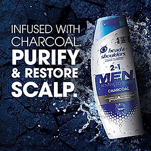 Head and Shoulders Men Advanced Series 2in1 Charcoal Shampoo to Deep Clean & Detox Scalp, 12.8 fl oz