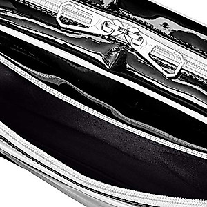 PUMA J20072 ECLA Horizontal Enamel Mini Shoulder Bag, Ella Enamel Mini Shoulder Bag, Horizontal Type, Black White