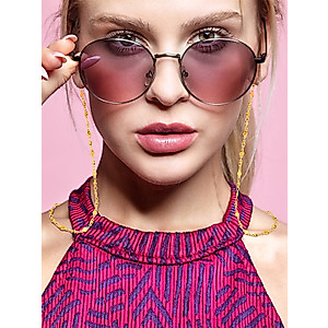 Tatuo 3 Pieces Stainless Steel Eyeglass Chain for women Cord Reading Glass Lanyard Sunglass Holder with 6 Pieces Extra Silicone Loop