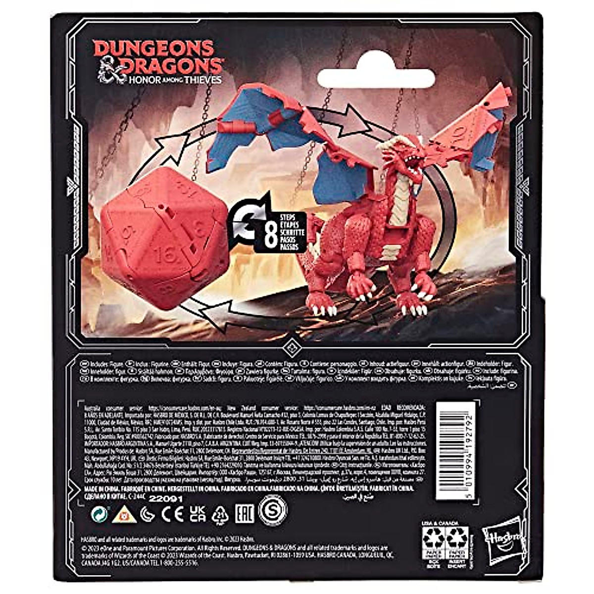 Dungeons & Dragons Honor Among Thieves D&D Dicelings Red Dragon Themberchaud Collectible, Monster Dice Converting Giant d20 Action Figures Role Playing Dice (F5211)