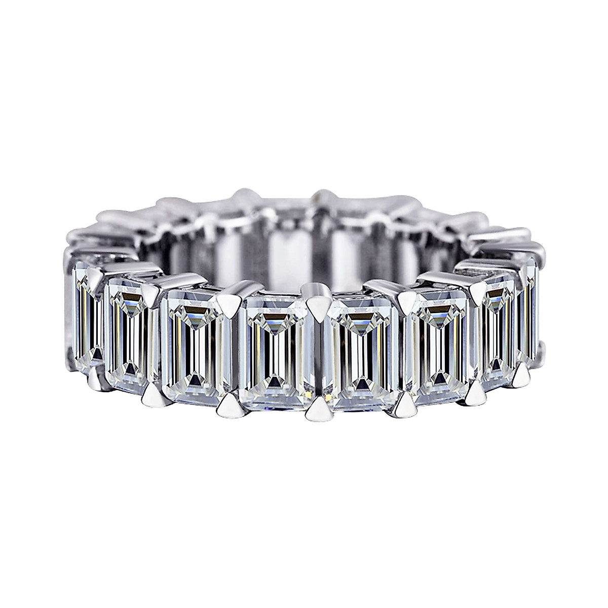 Michooyel S925 6ct Emerald Cut Diamond Eternity Ring Wedding Band Ring Engagement Sterling Silver Fine Jewelry For Women