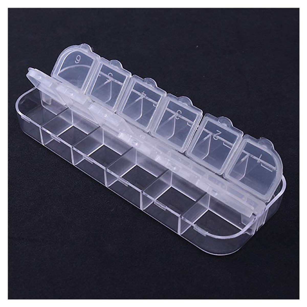 Lonkiktik 12 Grids Separated Cap Clear Empty Container Storage Case Box For Nail Rhinestones beads Organizer