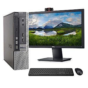Dell OptiPlex 7010 USFF Computer Desktop PC, Intel i5 3.2GHz, 8GB Ram, 120GB SSD Drive, WiFi & Bluetooth, Wireless Keyboard and Mouse, 19 Inch FHD Monitor, Webcam, Windows 10 (Renewed)