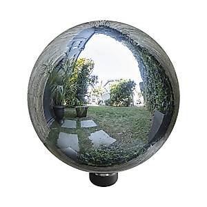 Alpine Corporation GLB292SL Gazing Globe, 10" L x 10" W x 12" H, Silver