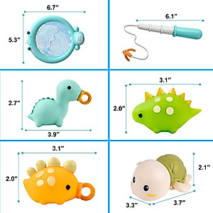 Baby Swimming Turtle Bath Toys, Water Table Toys with Fishing Net and Rod, Cute Toy Turtles Baby Swimming Toys for Water Table and Pool, Mold Free Bath Toys for Toddlers Boys Girls 1 2 3 4 5