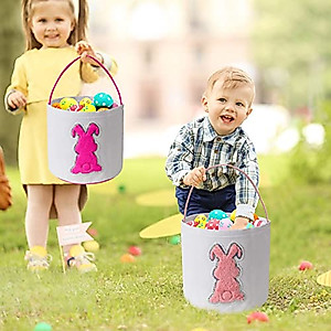 Easter Basket, Easter Basket for Kids,Applies to Easter Bucket for Easter Hunting and Egg Collection (Pink)