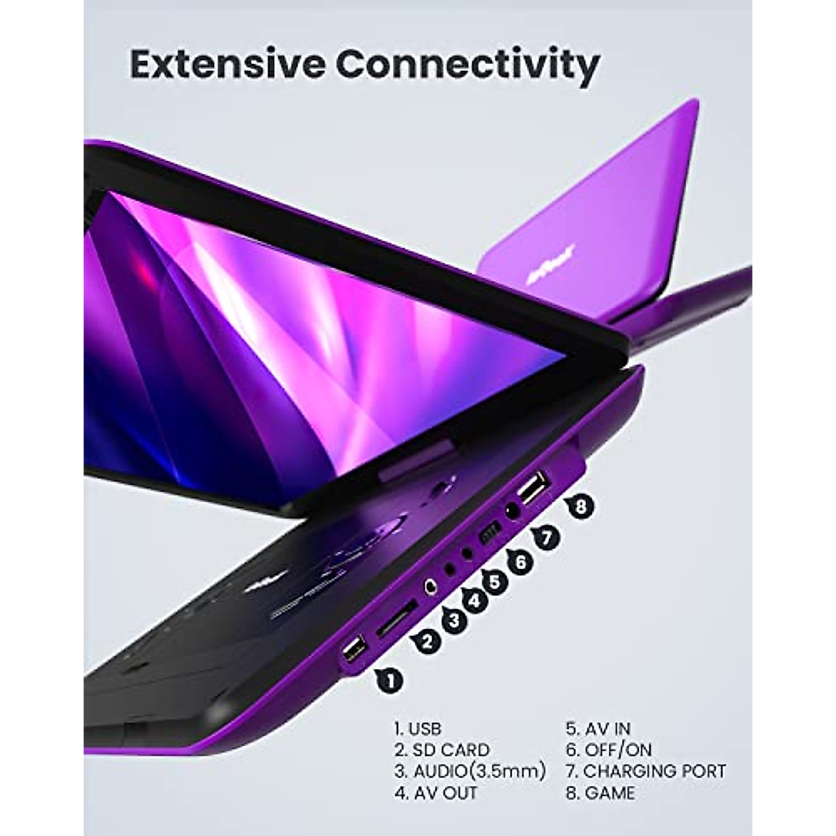 ieGeek 16.9'' Purple Portable DVD Player and 16.9'' Black Portable DVD Player