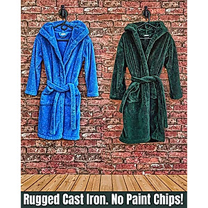 Loudoun Rustics Industrial Hooks for Bathroom Robe. Wall Hooks for Hanging Towels, Vintage Style Cast Iron Pipe Wall Mounted Heavy Duty Farmhouse DIY Coat Rustic Hook (Black (Set of 4))