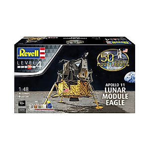 Revell RV03701 Moon Landing 1:48 - Apollo 11 Lunar Module & Eagle Plastic Model kit, Silver/White