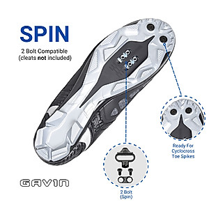 Gavin MTB Mountain Bike Mesh Indoor Fitness Cycling Shoes Mens Womens SPD, 39 EU Black/Grey