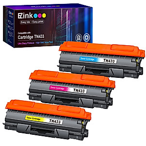 E-Z Ink (TM) Compatible Toner Cartridge Replacement for Brother TN-433 TN433 TN433bk TN431 Compatible with HL-L8260CDW HL-L8360CDW MFC-L8610CDW MFC-L8900CDW (Cyan, Magenta, Yellow, 3 Pack)