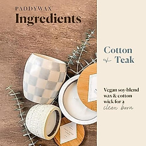 Paddywax Checkmate Artisan Hand-Poured Scented Candle, 11-Ounce, Cotton + Teak