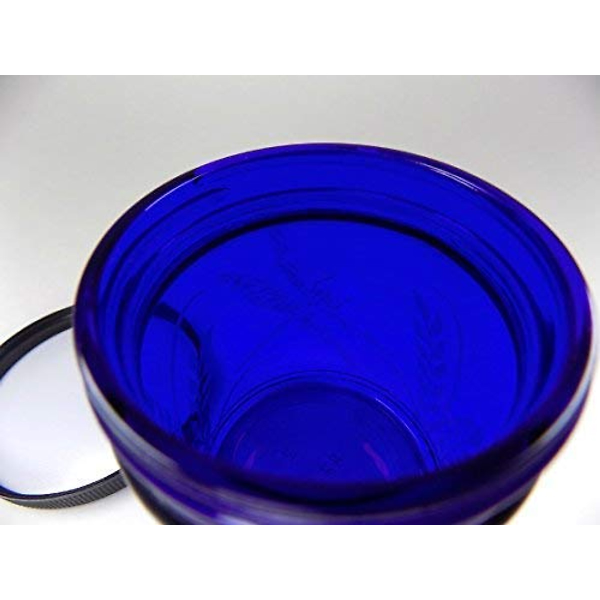 IncisoArt Hand Etched Decorative Jar Permanently Sandblasted (Sand Carved) Glass Handmade Custom Canister Screw-Top Lid (9 Ounce, Cobalt Blue Dragonfly Grass)
