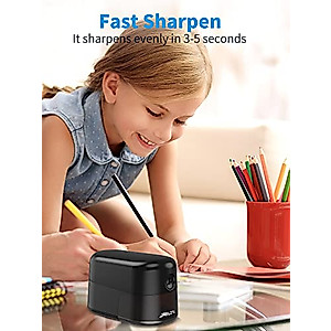 JARLINK Electric Pencil Sharpener, Heavy Duty Pencil Sharpeners for 6-8mm No.2/Colored Pencils, Wall Industrial Pencil Sharpener with Stronger Helical Blade in Classroom/Office/Home (Black)