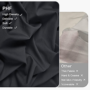 PHF 100% Washed Cotton Duvet Cover Queen Size, Ultra Soft Cotton Tassel Linen Like Duvet Cover Set, 3pcs Breathable Durable Duvet Cover with Pillowcases for All Seasons, 90"x90", Black