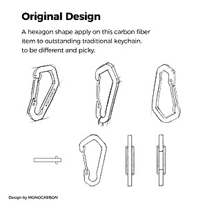 MONOCARBON Keychain Clip Carbon Fiber Surface, Small Carabiner Keychain Hooks, Auto Locking Key Clip, Durable and Cool for EDC. (Twill Carbon)