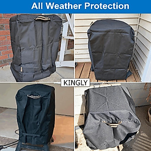 KINGLY Electric Smoker Cover for Masterbuilt 30 Inch Electric Smokers Waterproof Rip-Proof Upgraded Material Smoker Grill Cover UV & Fade Resistant Square Vertical Smoker Cover,Durable and Convenient