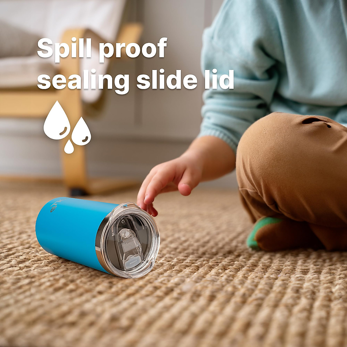 Mollcity Kids Cup with Lids and Straws-12 oz Stainless Steel Double Wall Vacuum Insulated Skinny Tumbler for Girls, Leak Proof and BPA Free (Canyon Red-Sky Blue)