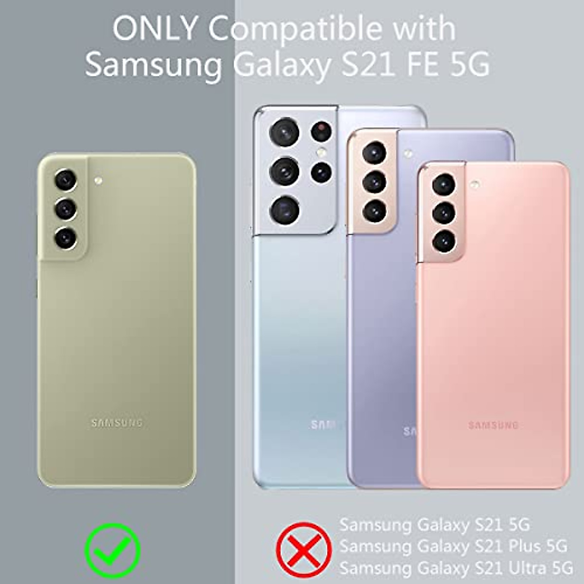 Samsung Galaxy S21 FE Case, Fingic Galaxy S21 FE Holster Case Combo Shell Slim Rugged Case with Kickstand Swivel Belt Clip Holster Shockproof Cover for Samsung Galaxy S21 FE 5G 2022, Black