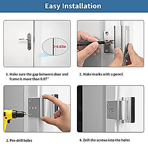 Yomisga Home Security Door Lock Reinforcement Safety Latch Extra Front Doors Security Devices Withstand 800 lbs, Anti Door Kick in Security Protector for Door Inside, Child Proof Aluminum Door Locks